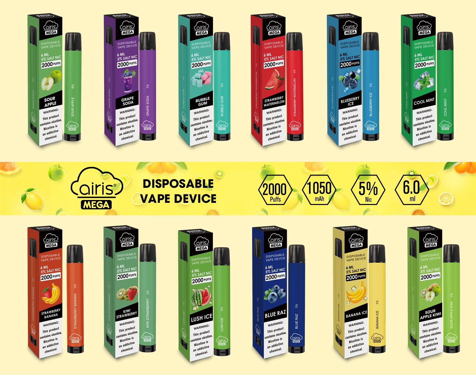 Airis MEGA Disposable Vape Device 2000 Puffs 1050mAh | Vapesourcing