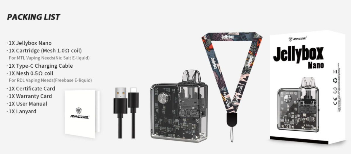 Rincoe Jellybox Nano Kit 1000mAh Pod Mod Kit Online | Vapesourcing