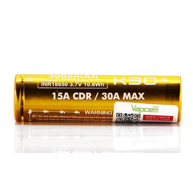 Vapcell K30 18650 15A/30A Flat Top 3000mAh Battery | Vapesourcing