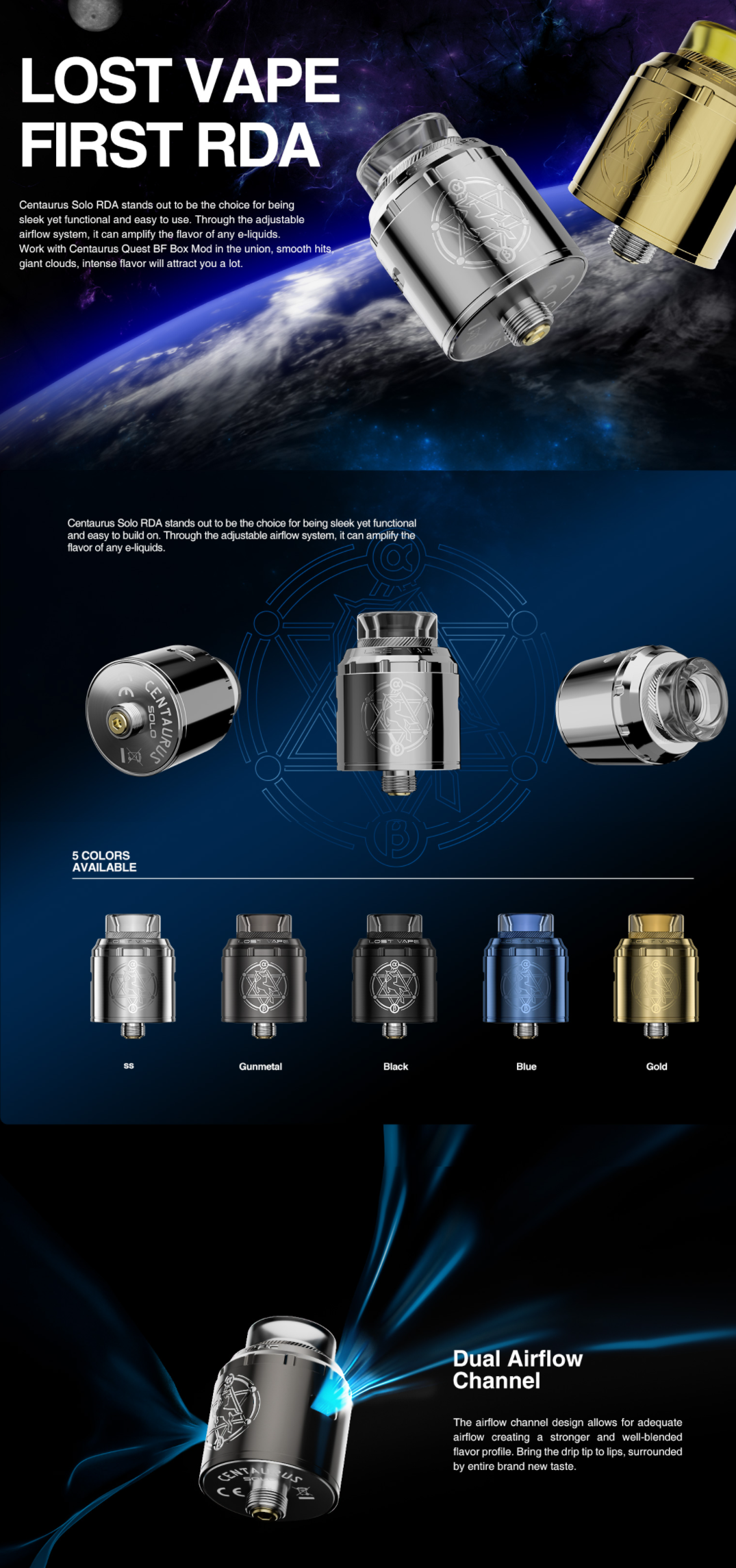 Centaurus SOLO RDA 24mm Price $27.99 Lost Vape New Atomizer 1.2ml ...
