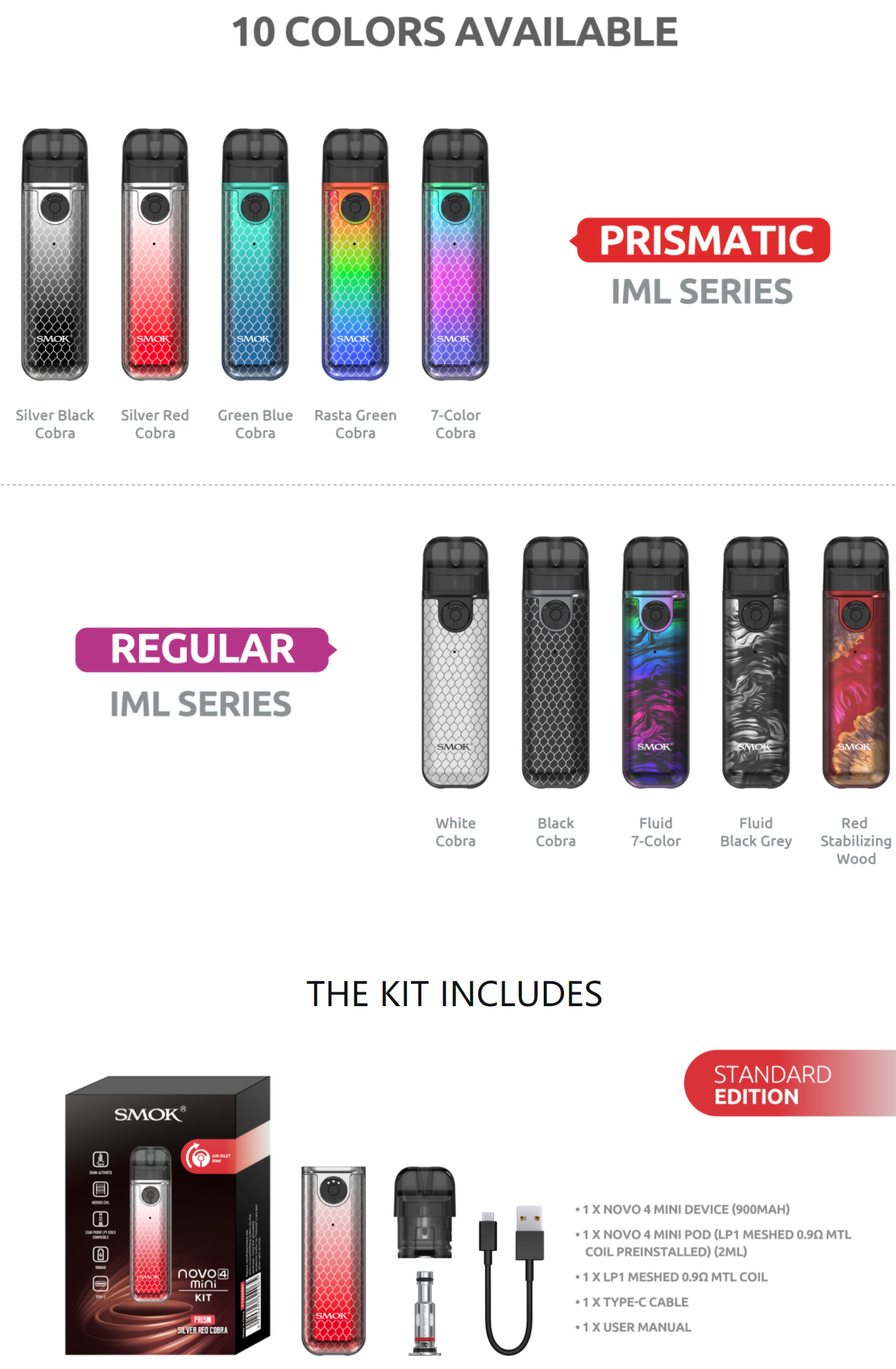 SMOK Novo 4 Mini Kit 900mAh 25W Near Me | Vapesourcing