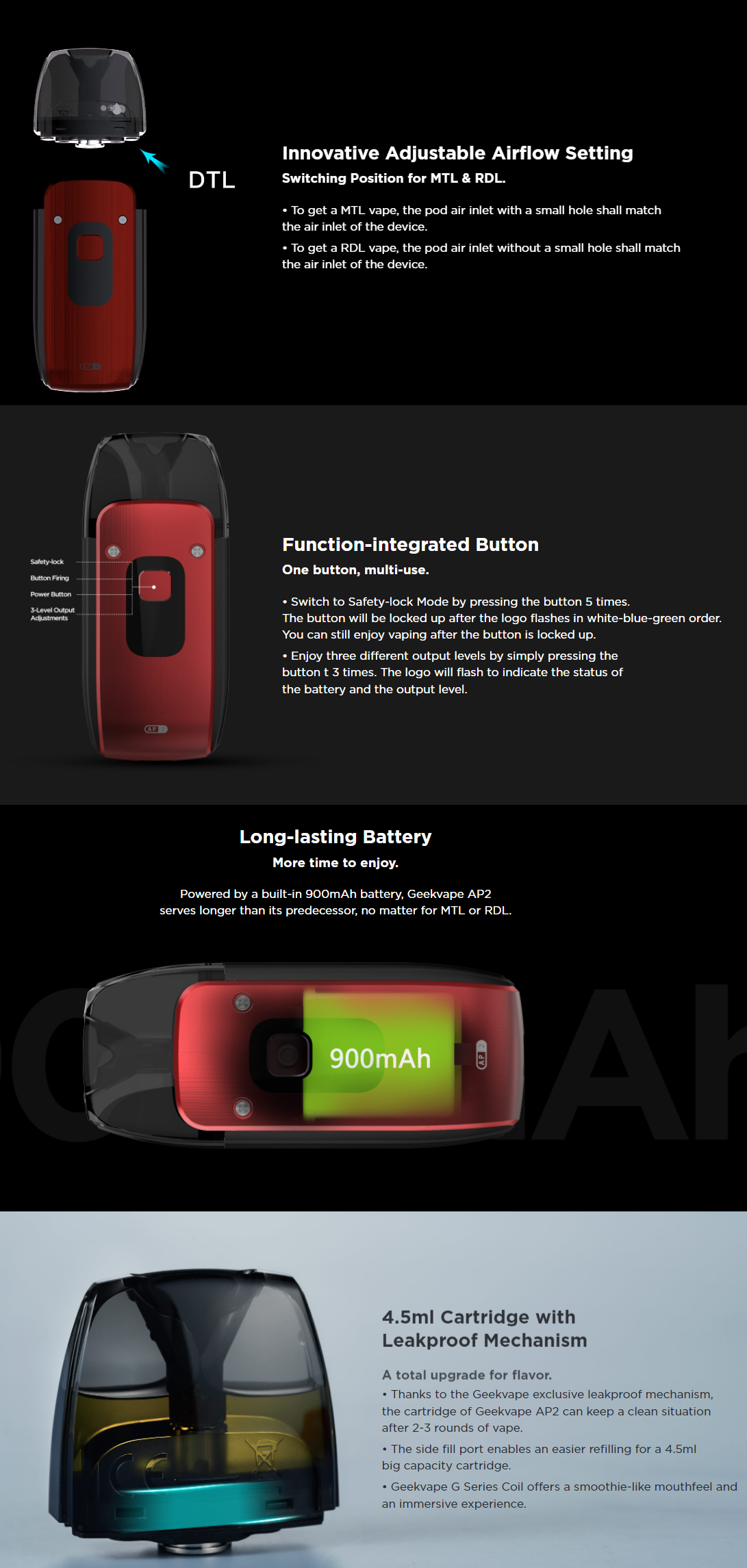 Geekvape AP2 (Aegis Pod 2) Kit 900mAh Pod Mod Kit | Vapesourcing