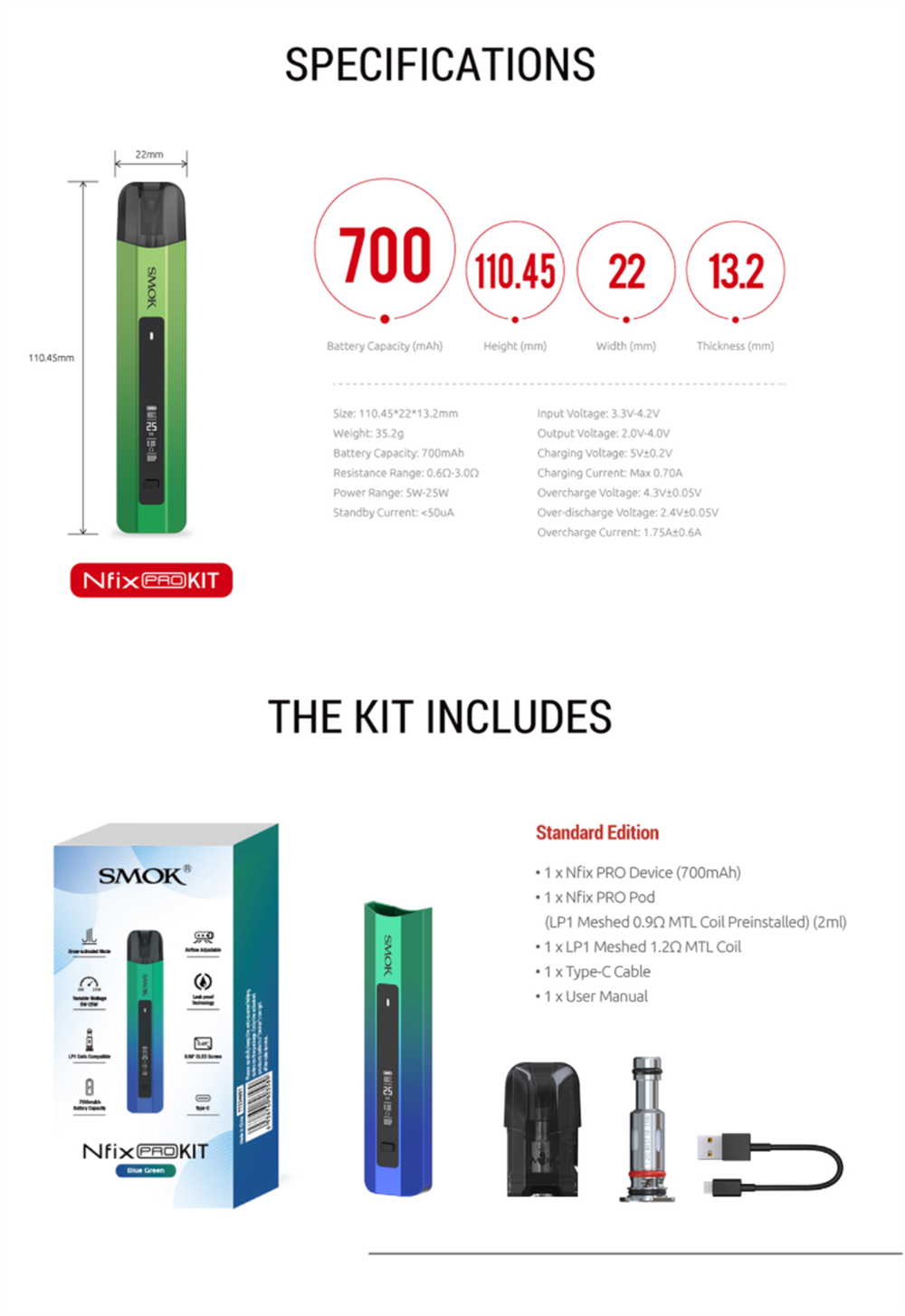 SMOK Nfix Pro Kit 700mAh 25W New Smoktech Pod Vape Kit | Vapesourcing