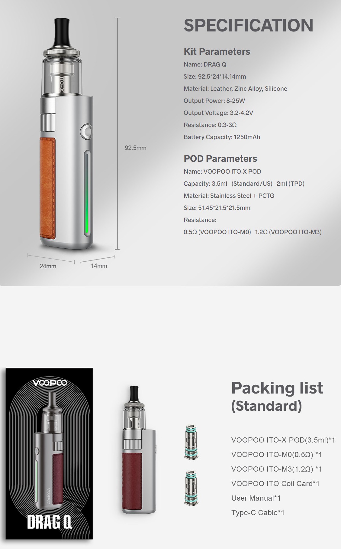 VOOPOO Drag Q Pod System Kit 1250mAh 25W | Vapesourcing