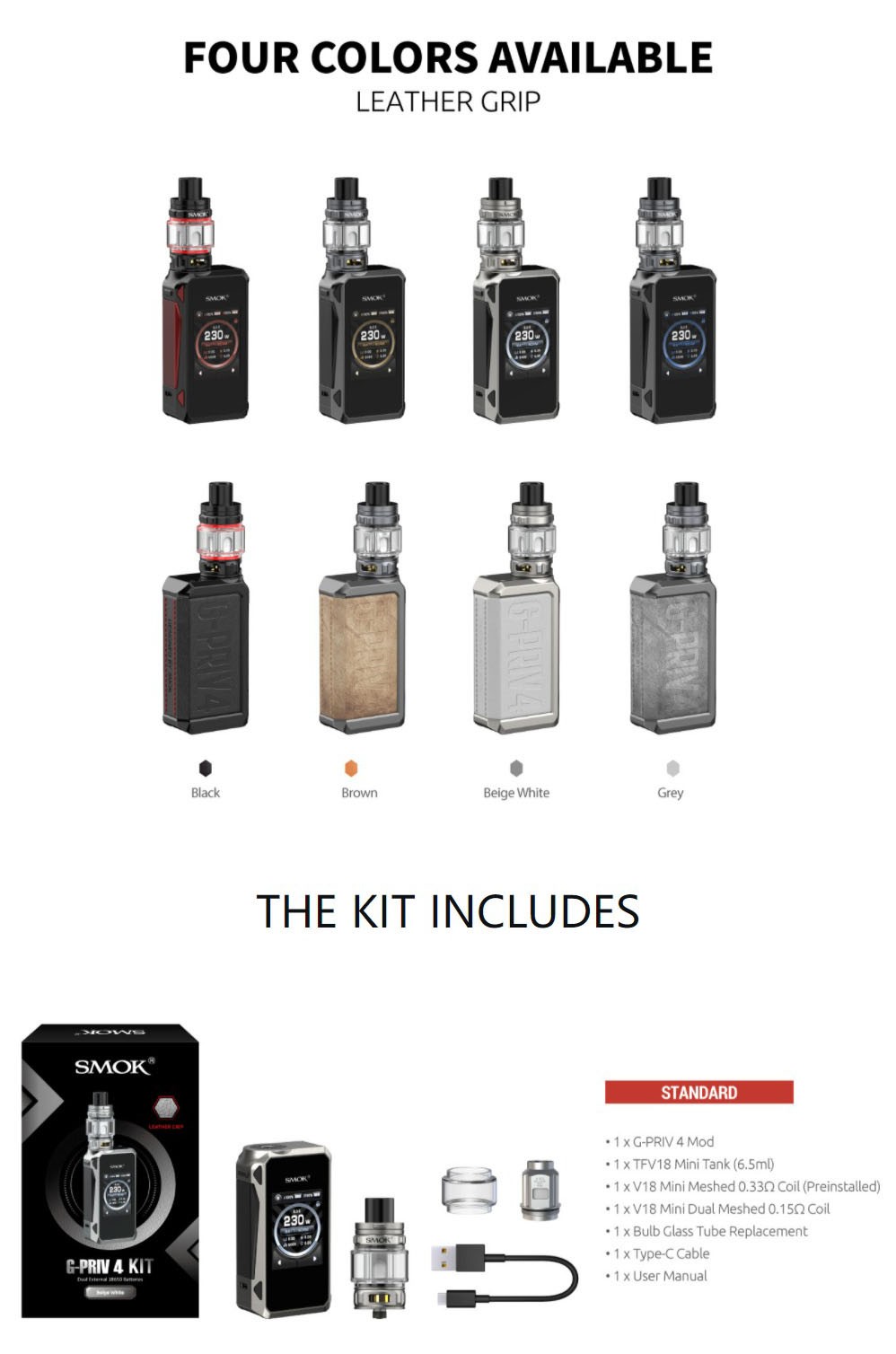 G-PRIV 4 SMOK New Vape Mod Kit 230W Price $75.99 | Vapesourcing