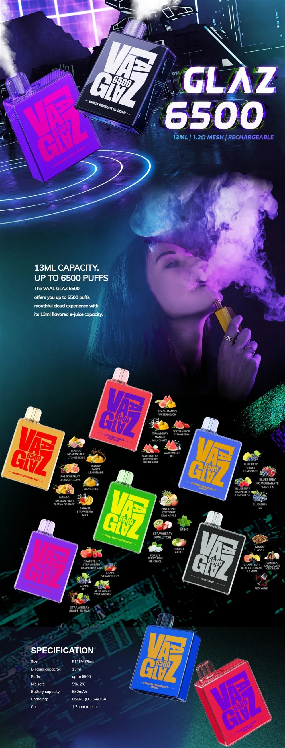 VAAL GLAZ 6500 Vape Disposable Kit 6500 Puffs 13m | Vapesourcing