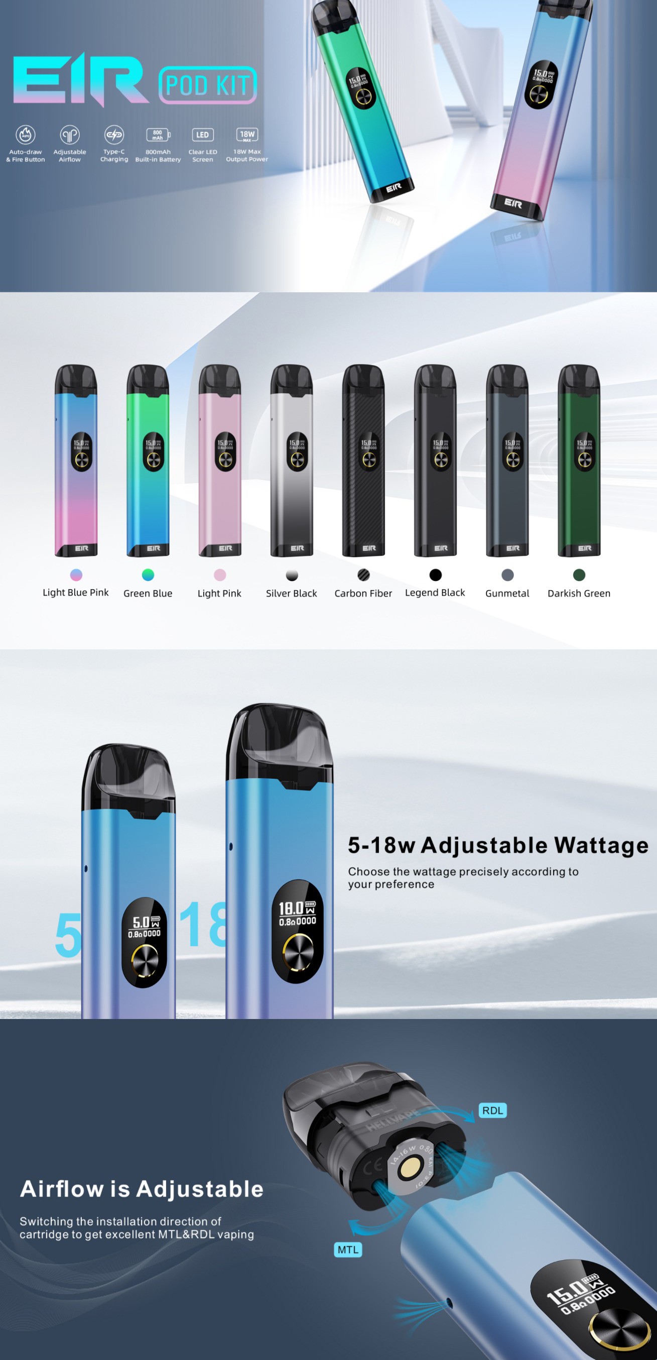 Hellvape Eir Kit 800mAh 18W $23.99 Online | Vapesourcing