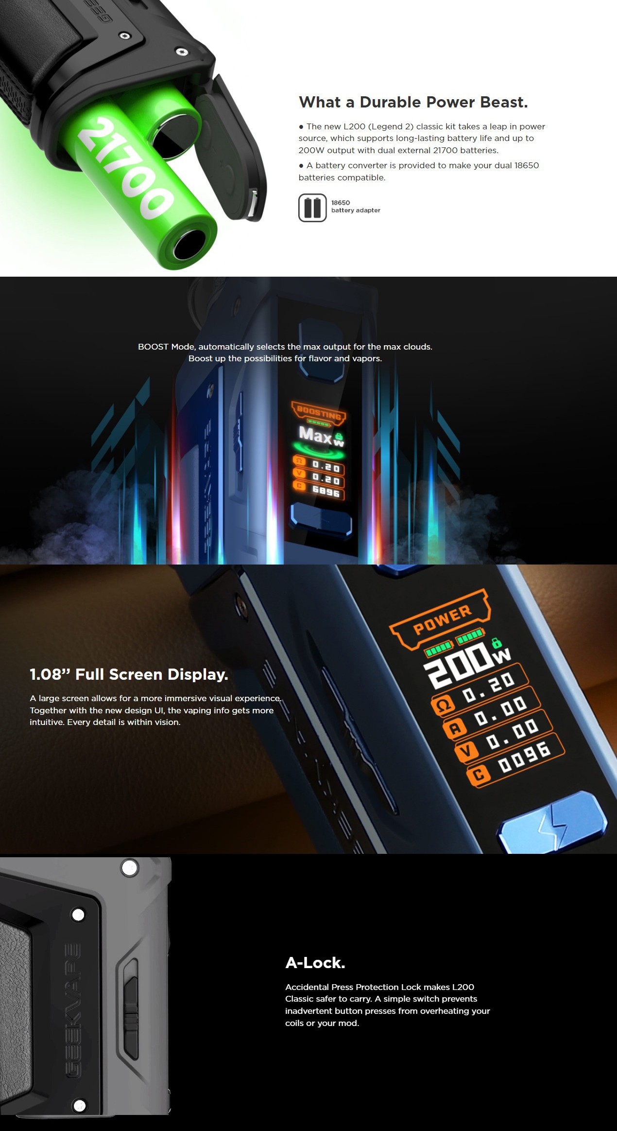 Geekvape L200 (Aegis Legend 2) Classic Box Mod 200W | Vapesourcing