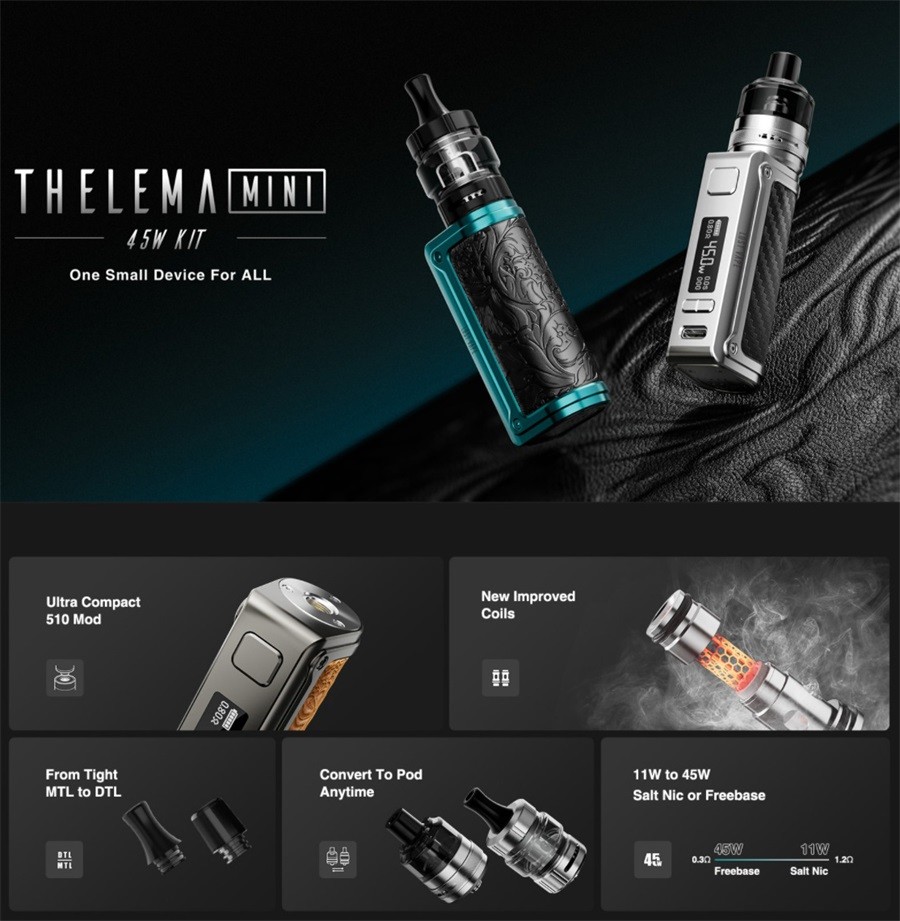 Lost Vape Thelema Mini Pod Mod Kit 1500mAh 45W | Vapesourcing