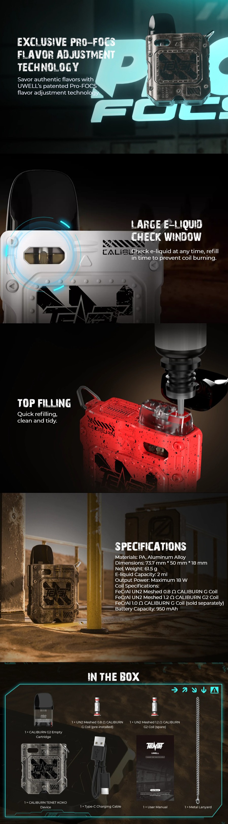 Uwell Caliburn TENET KOKO Pod Kit $26.99 | Vapesourcing