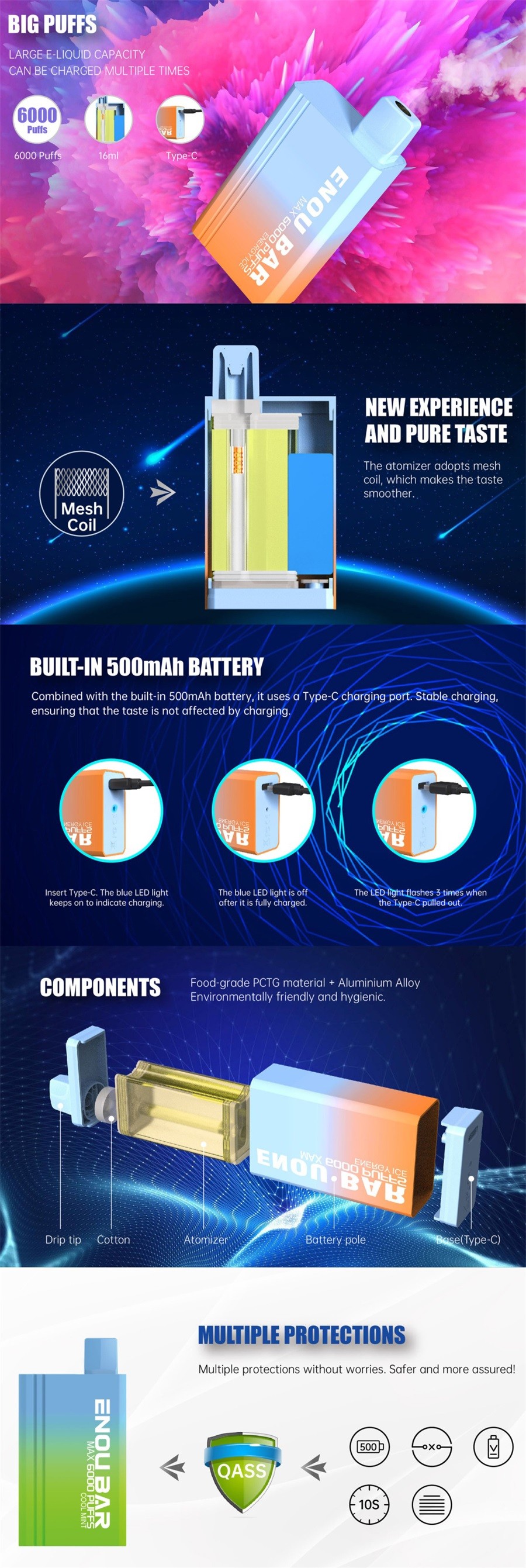 Enou Bar Max Disposable Vape Kit 6000 Puffs 16ml | Vapesourcing