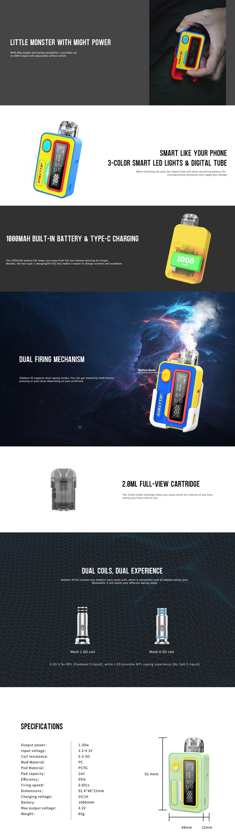 Rincoe Jellybox XS Pod Kit 1000mAh 30W | Vapesourcing