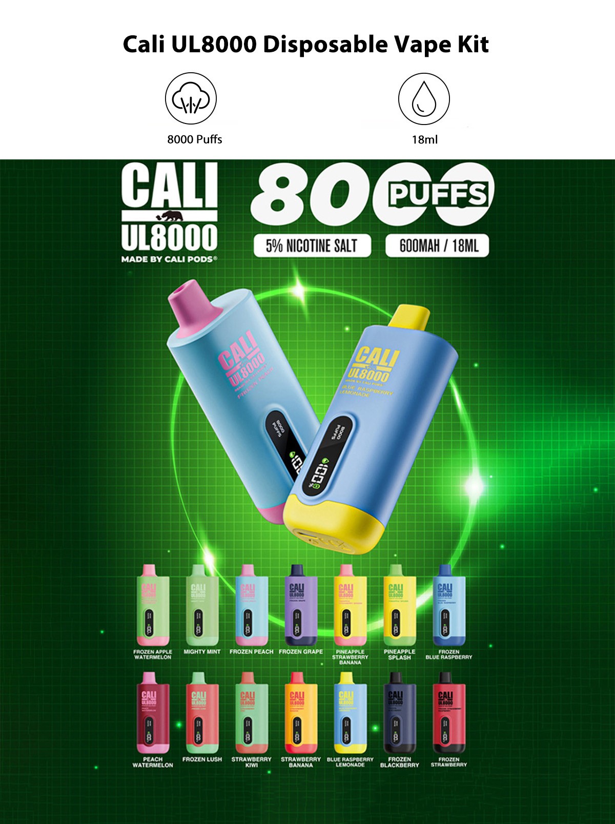 Cali UL8000 Disposable Vape Kit 8000 Puffs 18ml | Vapesourcing