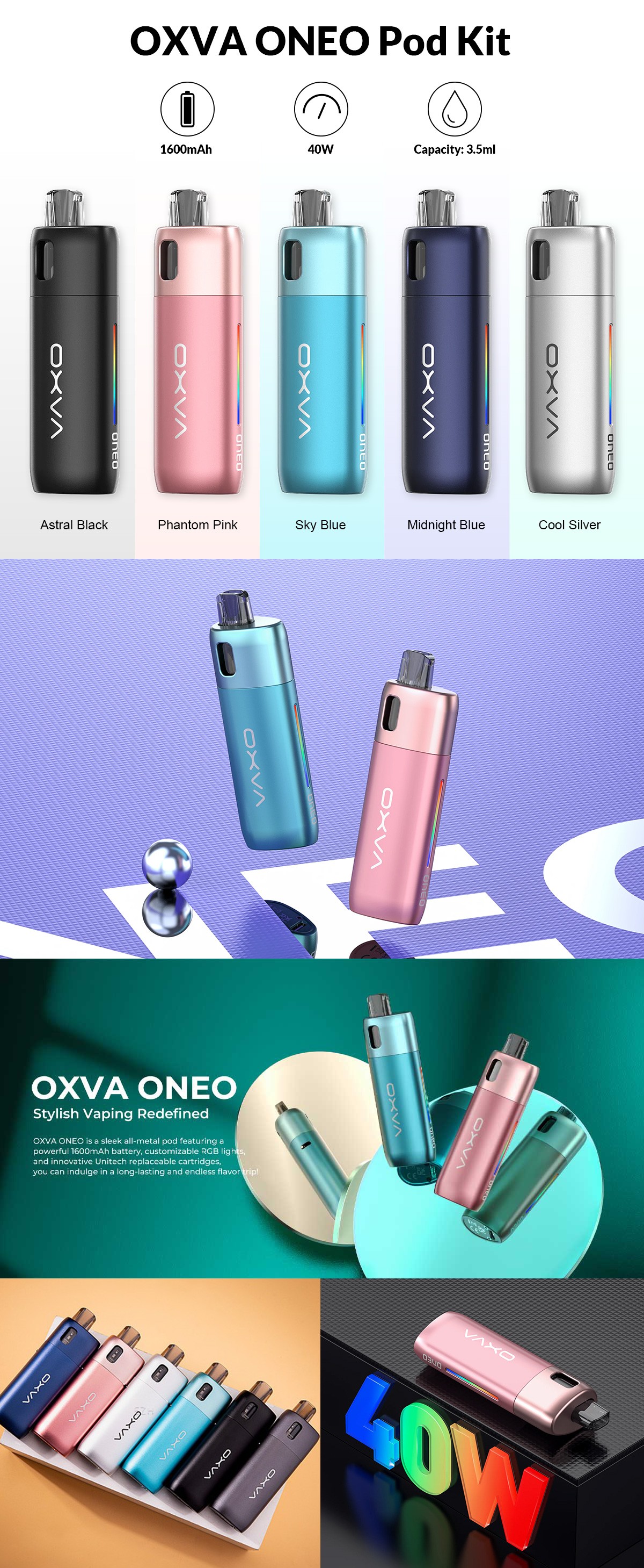 OXVA ONEO Pod System Kit 1600mAh 40W | Vapesourcing