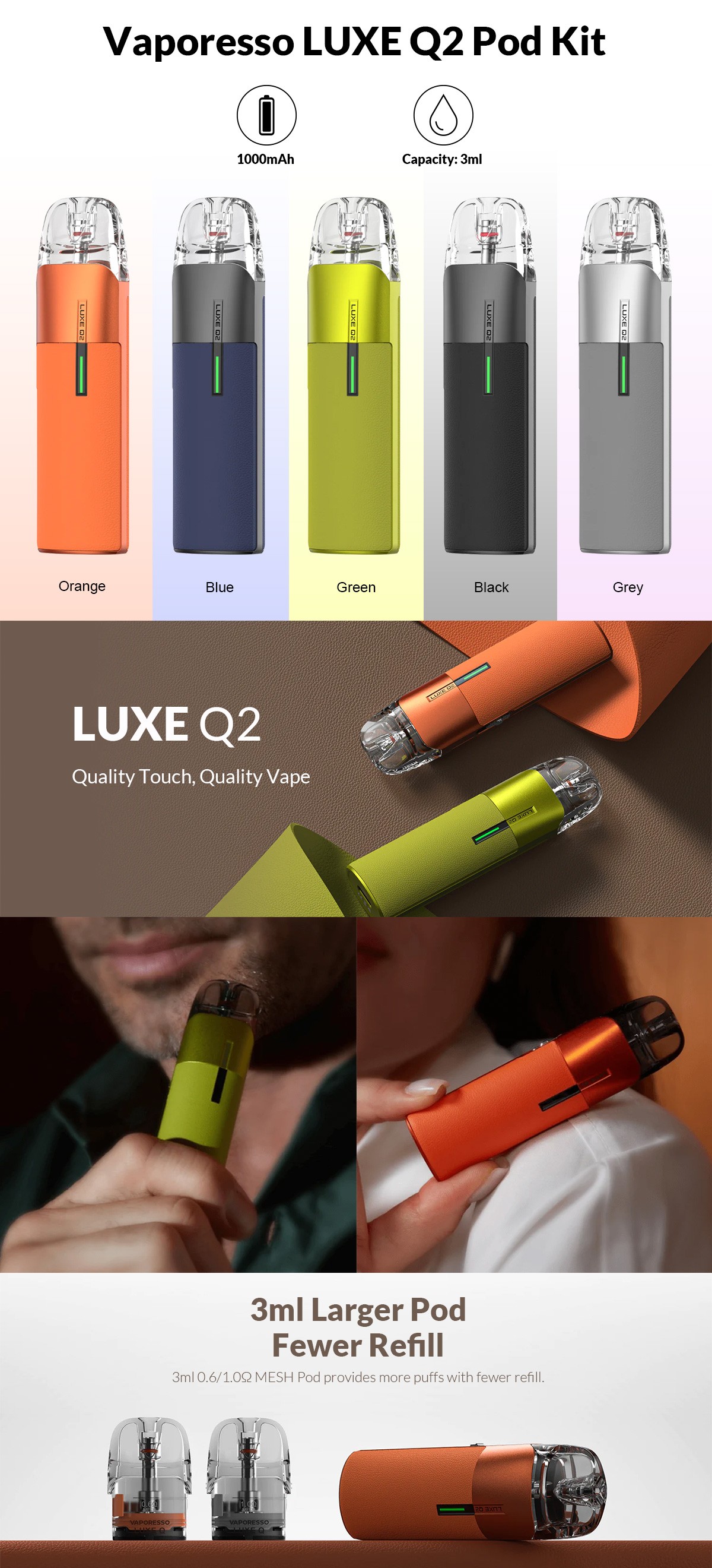 Vaporesso LUXE Q2 Pod System Kit For Sale | Vapesourcing