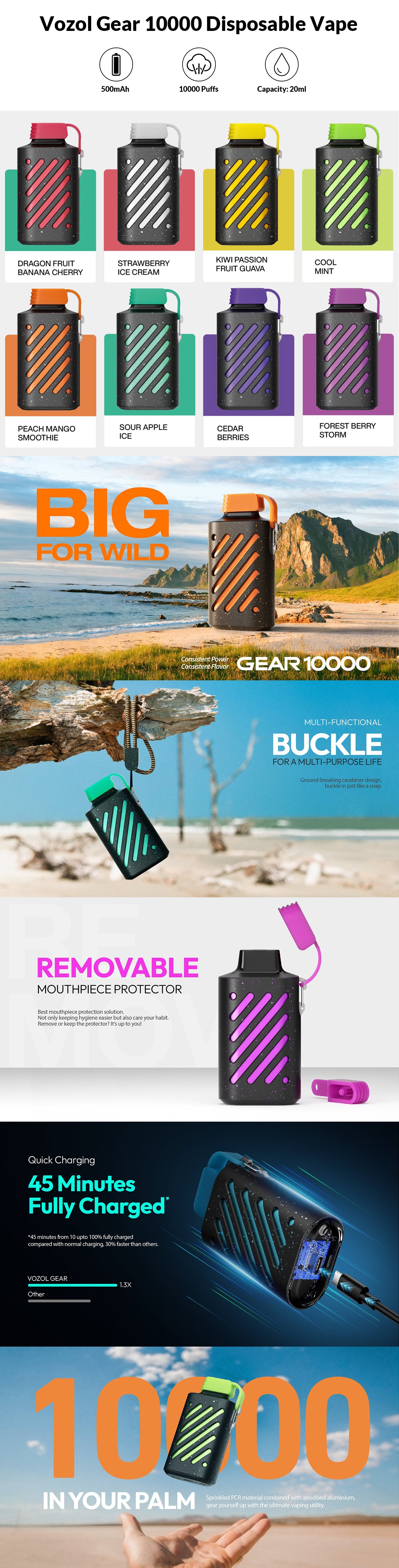 Vozol Gear 10000 Puffs Disposable Vape Kit 20ml | Vapesourcing