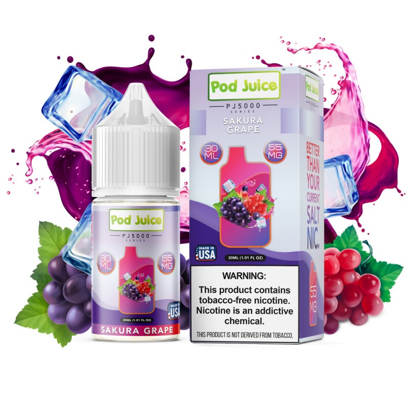 Pod Juice PJ5000 Series Sakura Grape E-juice 30ml | Vapesourcing